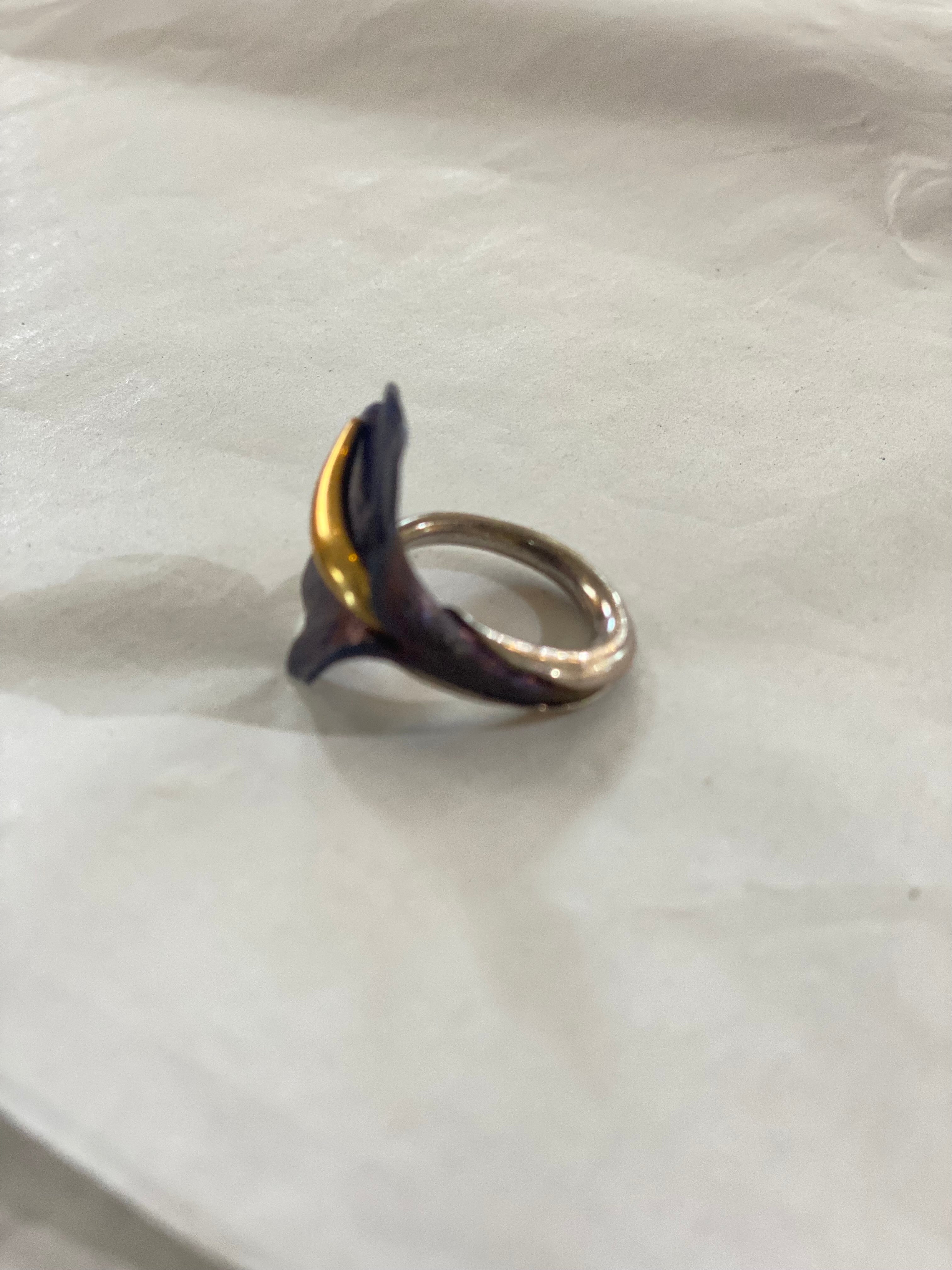 Janusz Szkutnik Calla Lily Sterling Silver Titanium and Gold Ring – The ...